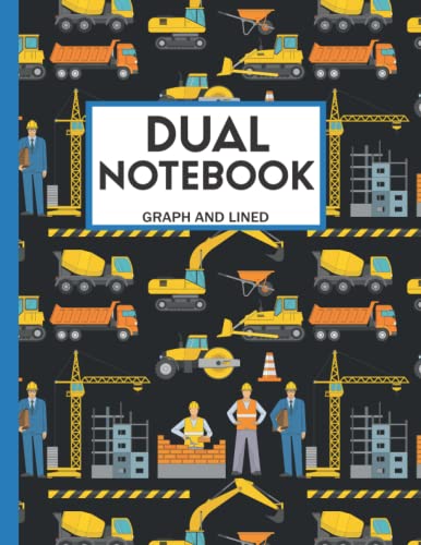 『Dual Notebook: Large Graph and Lined Notebook Journal | Construction ...