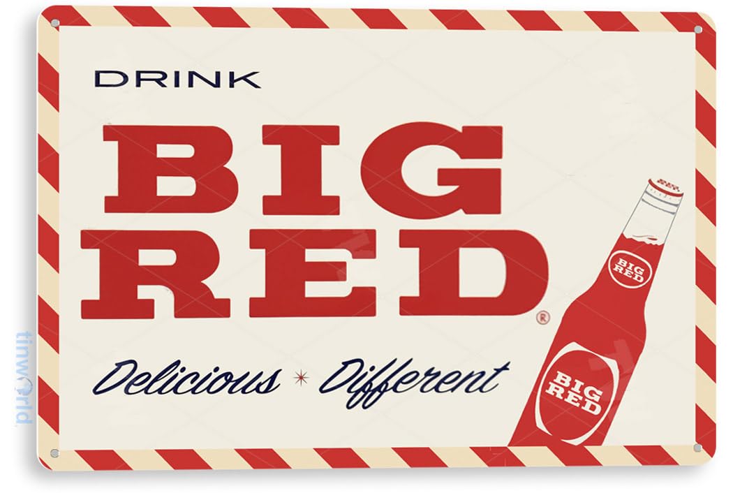 Amazon.com: Tinworld Retro Cola Sign Big Red Sign Rustic Cola Soda Bar ...