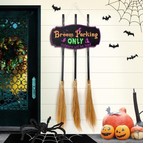 Amazon.com: Bnesi Halloween Creative Wall Decorations, Broom Parking ...