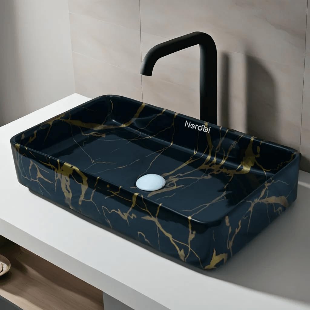 NEROBI Marble Ceramic Tabletop Wash basin | Countertop Vessel Sink ...
