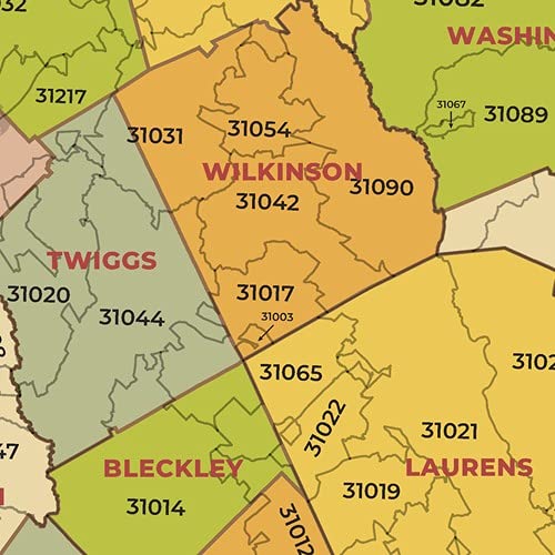 Atlanta Georgia Zip Code Map Georgia Line Art Super Map Graphic