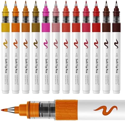 Amazon.com: huesamhi 12 Color Soft Flexible Tip Markers for Calligraphy ...