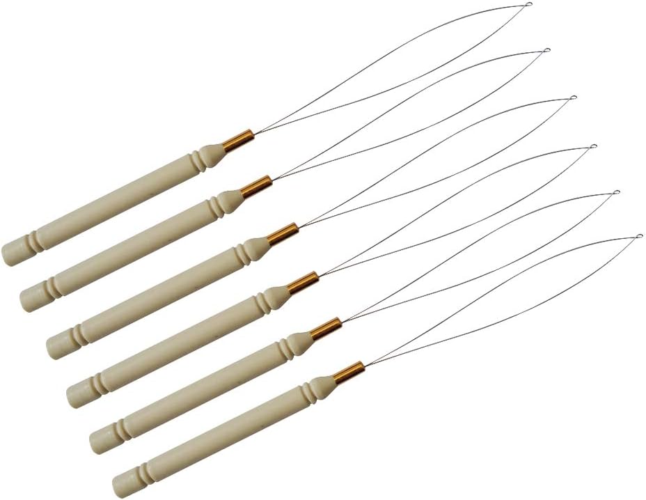 Amazon.com: 6 Pcs Hair Extension Loop Needle Threader Wire Pulling Hook ...