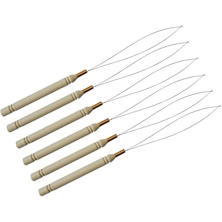 Amazon.com: 6 pcs Wood-like Hair Extension Loop Needle Threader Wire ...