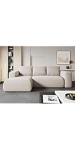 MODERNO Lambi Corner Sofa with Sleep Function and Bed Box, Sofa with 3 Seats and Robust Cover, L ...