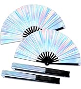 Amazon.com: Qyeahkj Large Folding Concert Rave Hand Fan, Heated ...