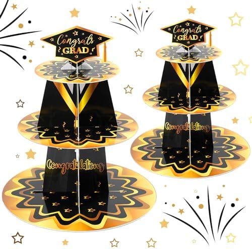 Amazon.com: 2 Set Graduation Cupcake Stand for 50 Cupcakes 3 Tier ...