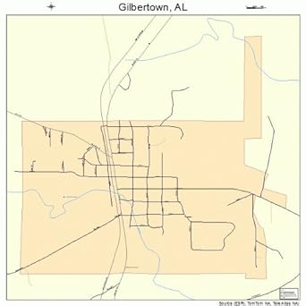 Large Street & Road Map of Gilbertown, Alabama AL - Printed poster size ...