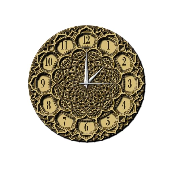 Buy KASTHAM wooden crafts Mandala Clock Wooden Layered Wall Clock ...