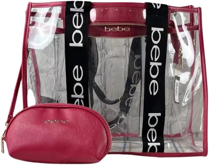 Amazon.com: bebe Women Bag Hana Clear Tote W/Insert Hot Pink : Clothing ...