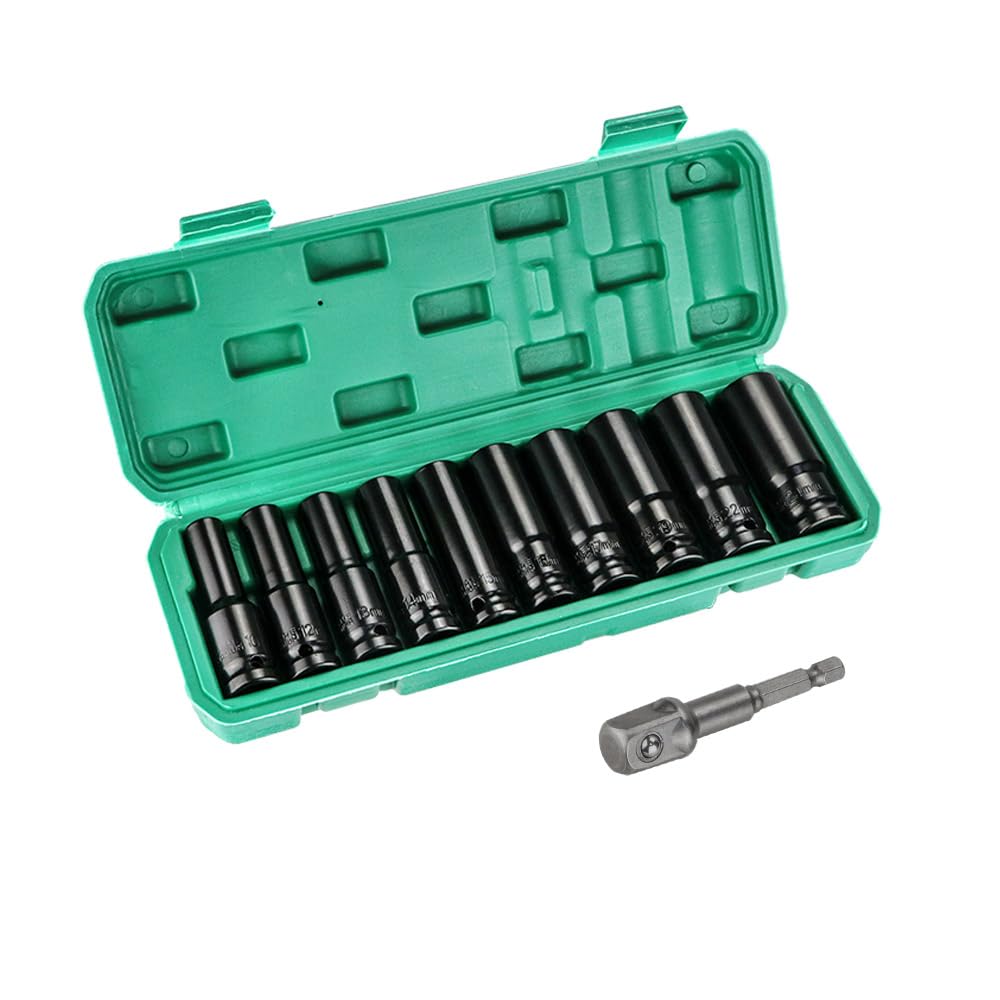 Deep Impact Socket Set, 11Pcs 1/2" Drive Impact Deep Socket Set, 10 ...
