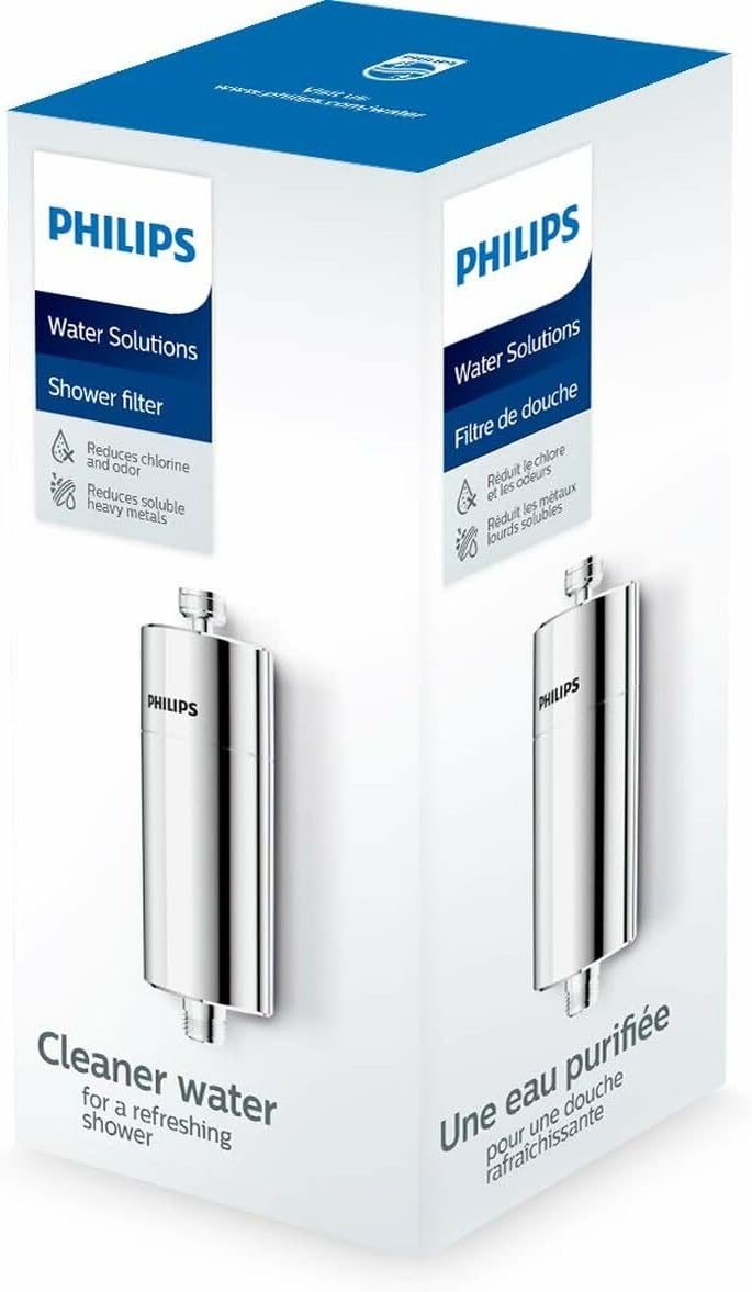 Philips Water in-Line Shower Filter and 1 Replacement Cartridge, 50,000 ...