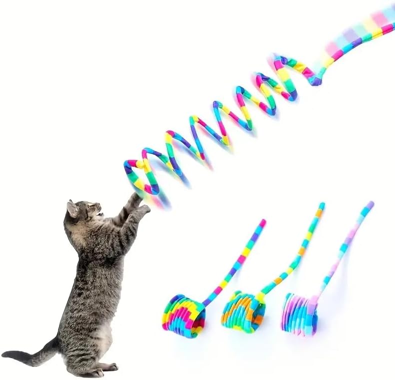 Amazon.com: Large Interactive Cat Spring Toys for Indoor Cats | Rainbow ...