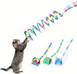 Amazon.com: Large Interactive Cat Spring Toys for Indoor Cats | Rainbow ...