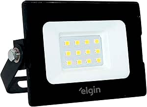 Projetor Luminária LED 10W 6500K Elgin Preto Bivolt Luz Branca Fria : Amazon.com.br: Eletrônicos