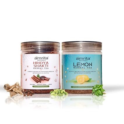 Amrita Naturals Combo pack of Lemon Herbal Tea And Hridya Shakti Herbal ...