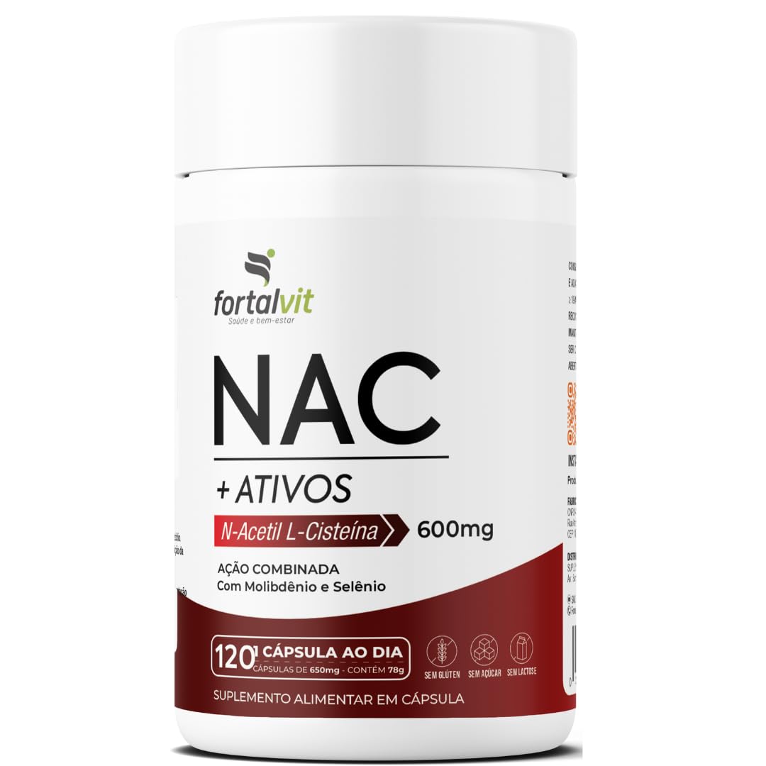 NAC 600mg com Molibdênio e Selênio, Longa Duração: 4 Meses de Uso, 120 ...