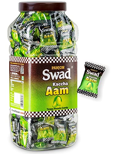 Amazon.com : Swad Kaccha Aam Tangy Masala Candy Jar 150 Count Raw Mango ...