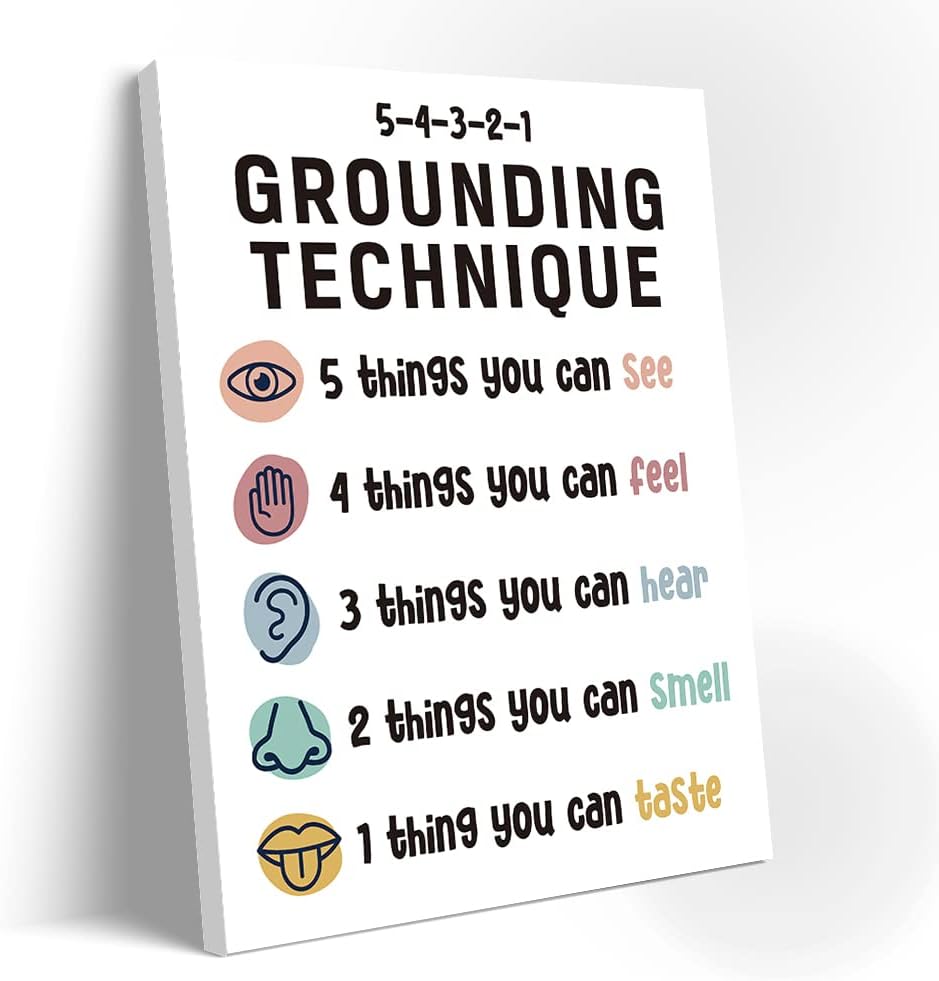 Amazon.com: Grounding Technique Canvas Poster with Frame, Mental Health ...