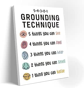 Amazon.com: Grounding Technique Canvas Poster with Frame, Mental Health ...