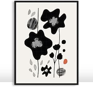 Amazon.com: Moonow7 Abstract Floral Wall Art Poster, Modern Black and ...