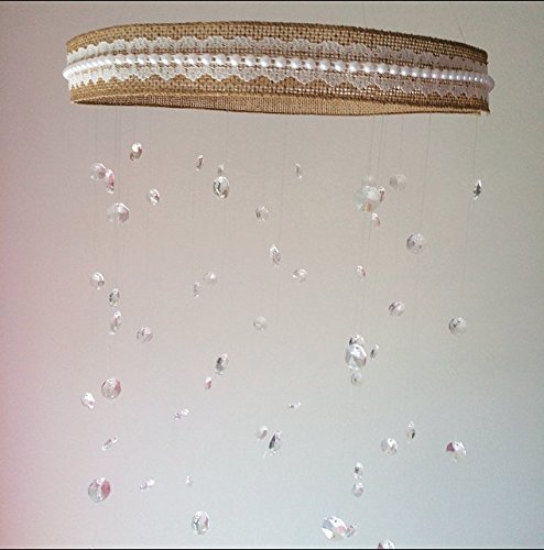 Amazon.com: crystal baby mobile,white baby mobile, burlap baby mobile ...