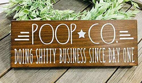 Amazon.com: Funny bathroom signs - Rustic bathrom wall decor - poop ...