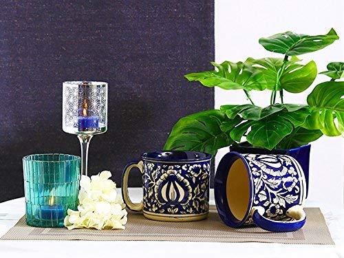 Buy Caffeine Ceramic Handmade Blue Mughal Maggie Mug (Set of 4) Online ...