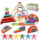 Amazon.com: 40-Piece Wooden Rainbow Stack Set, 4-in-1 Building Blocks ...