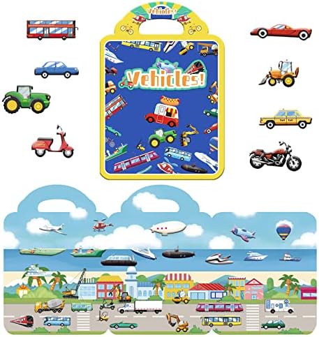 Amazon.com: Reusable Sticker Book for Kids 2-4,45pcs Vehicles Cars 3D ...