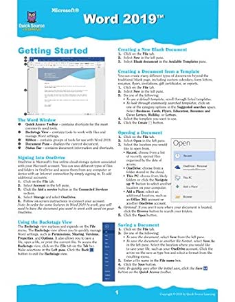 Word 2019 Quick Source Reference Guide: Quick Source: 9781935518853: Amazon.com: Books