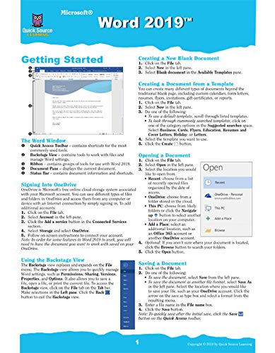 Word 2019 Quick Source Reference Guide: Quick Source: 9781935518853 ...