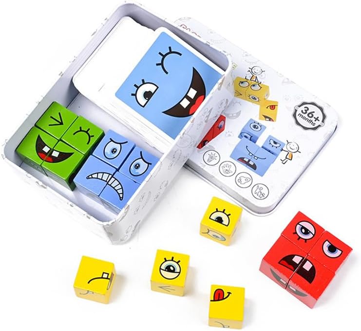 Semazz Face Changing Cube Game,Wooden Face Cube Expression Matching ...
