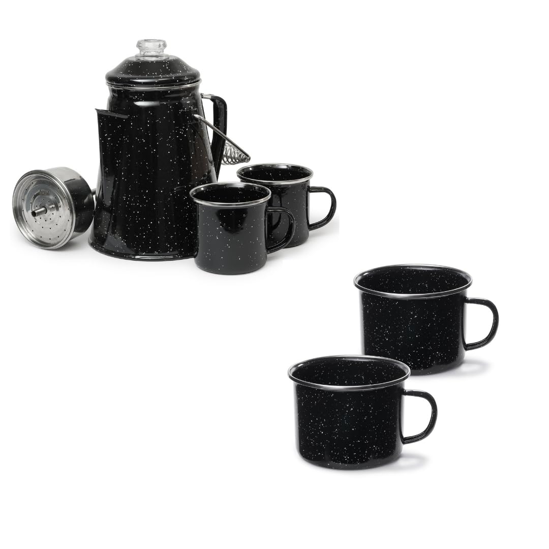 Amazon.com: Toughty Classic Percolator Coffee Pot with 4 Enamel Mugs ...