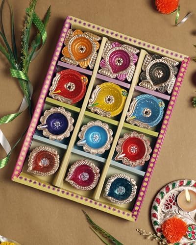 Amazon.com: Handmade Terracotta Set of 11 Multicolor Clay Diya for ...
