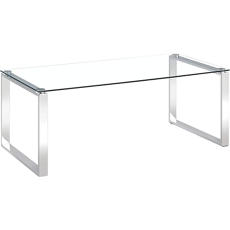 Charles Jacobs Clear Glass Coffee Table with Mirrored Finish Chrome ...