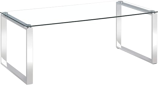Charles Jacobs Clear Glass Coffee Table with Mirrored Finish Chrome ...