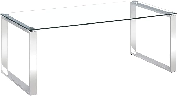 Charles Jacobs Clear Glass Coffee Table with Mirrored Finish Chrome ...