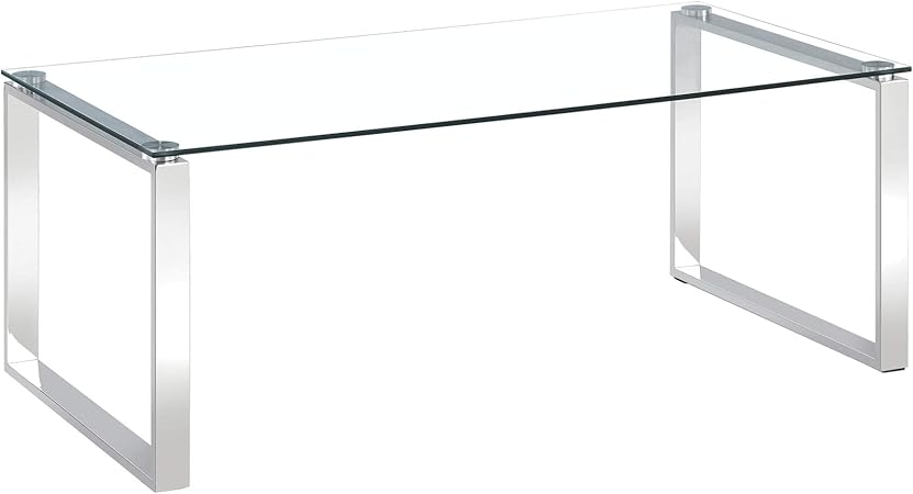 Charles Jacobs Clear Glass Coffee Table with Mirrored Finish Chrome ...