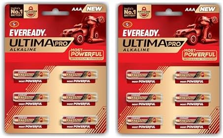 Eveready Ultima Pro Alkaline AAA Battery | Pack of 12 | 1.5 Volt | 800% ...