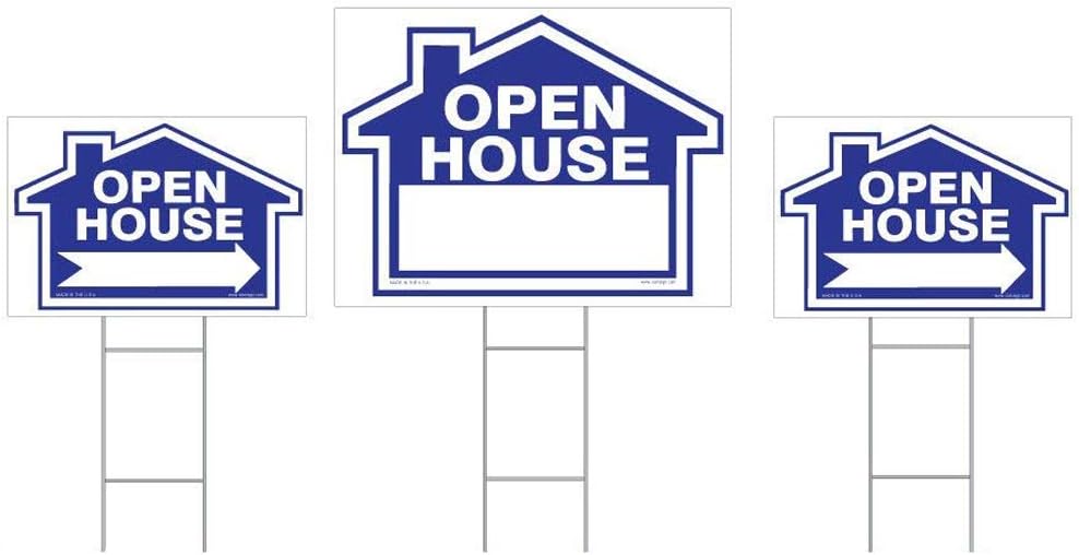 Amazon.com : 3-Pack Open House Sign Kit - Double Sided Signs & H-Stakes ...