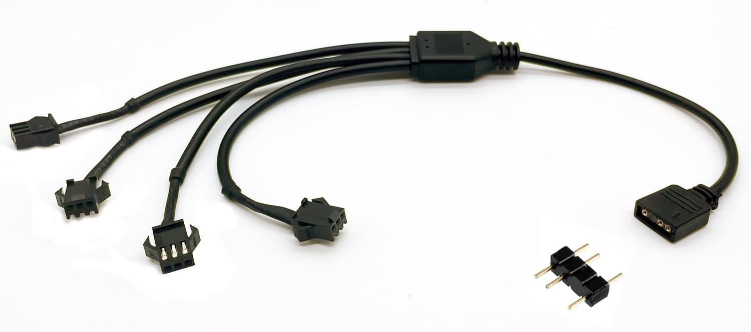 Amazon.com: 1-to-4 ARGB Splitter Cable, 5V 3-pin to JST SM 3Pin Female ...