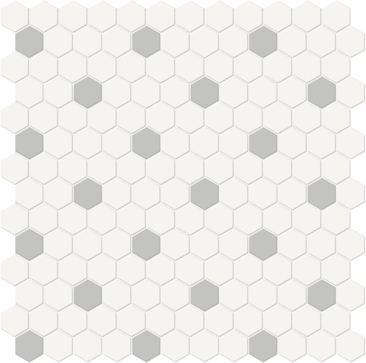 1x1 White & Grey Hexagon Matte Porcelain Mosaic Tile - (Box of 20 ...