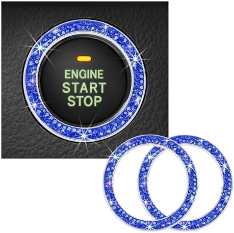 Amazon.com: Kewucn 2 PCS Bling Crystal Double Rhinestone Car Engine ...