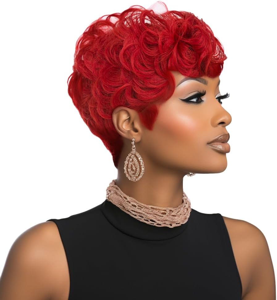Amazon.com : RED PIXIE Wigs - Short Layered Pixie Cut for Black Women ...