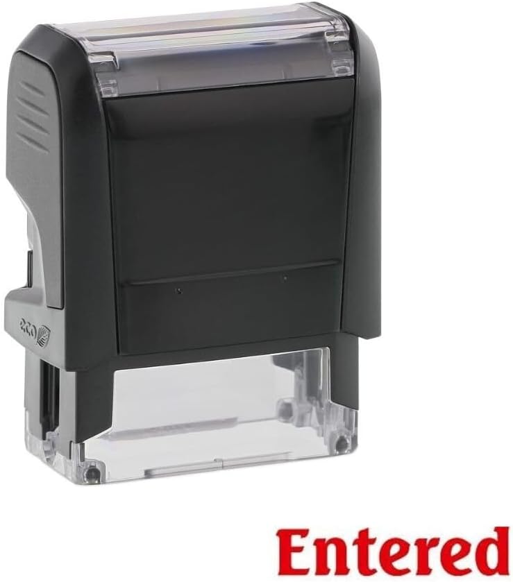 Entered Stamp – Self Inking Red Ink Stamper – 24 x 7mm : Amazon.co.uk ...