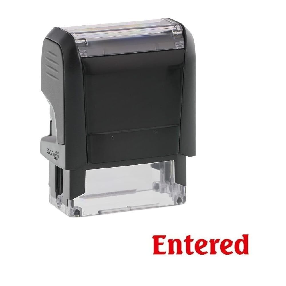 Entered Stamp – Self Inking Red Ink Stamper – 24 x 7mm : Amazon.co.uk ...