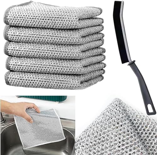 SKYTONE 3 Pack Non-Scratch Wire Dishcloth & Gaps Cleaning Brush ...
