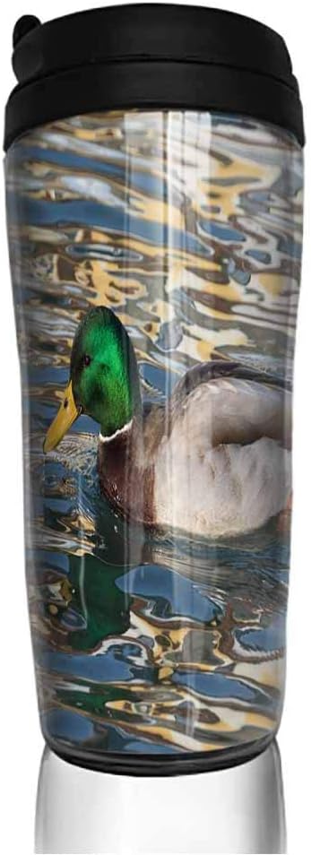 Amazon.com: coffee cups with lids Mallard drake swimming in colorful ...