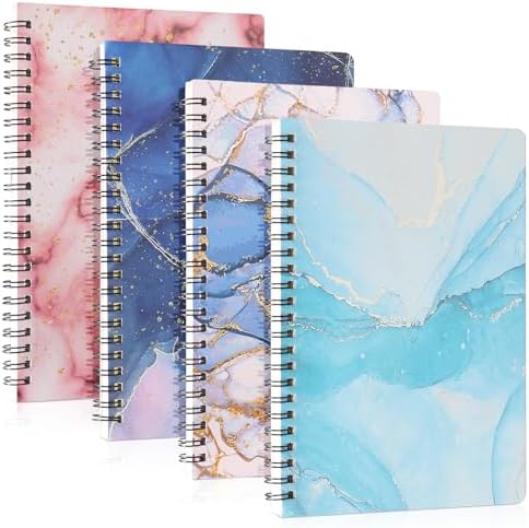 Zuimei 4 Pack A5 Spiral Notebooks Bound Hardcover Notebook 160 Pages ...